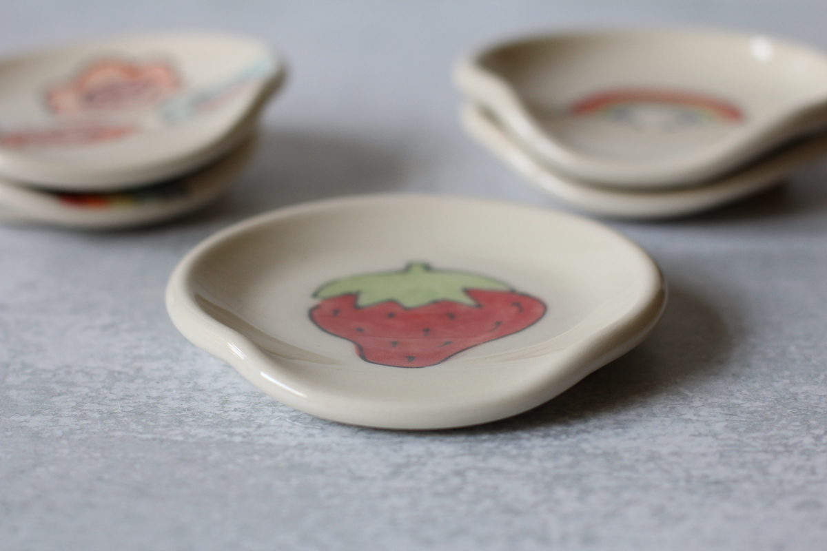 Spoon Rest - Strawberry - Abby Berkson Ceramics