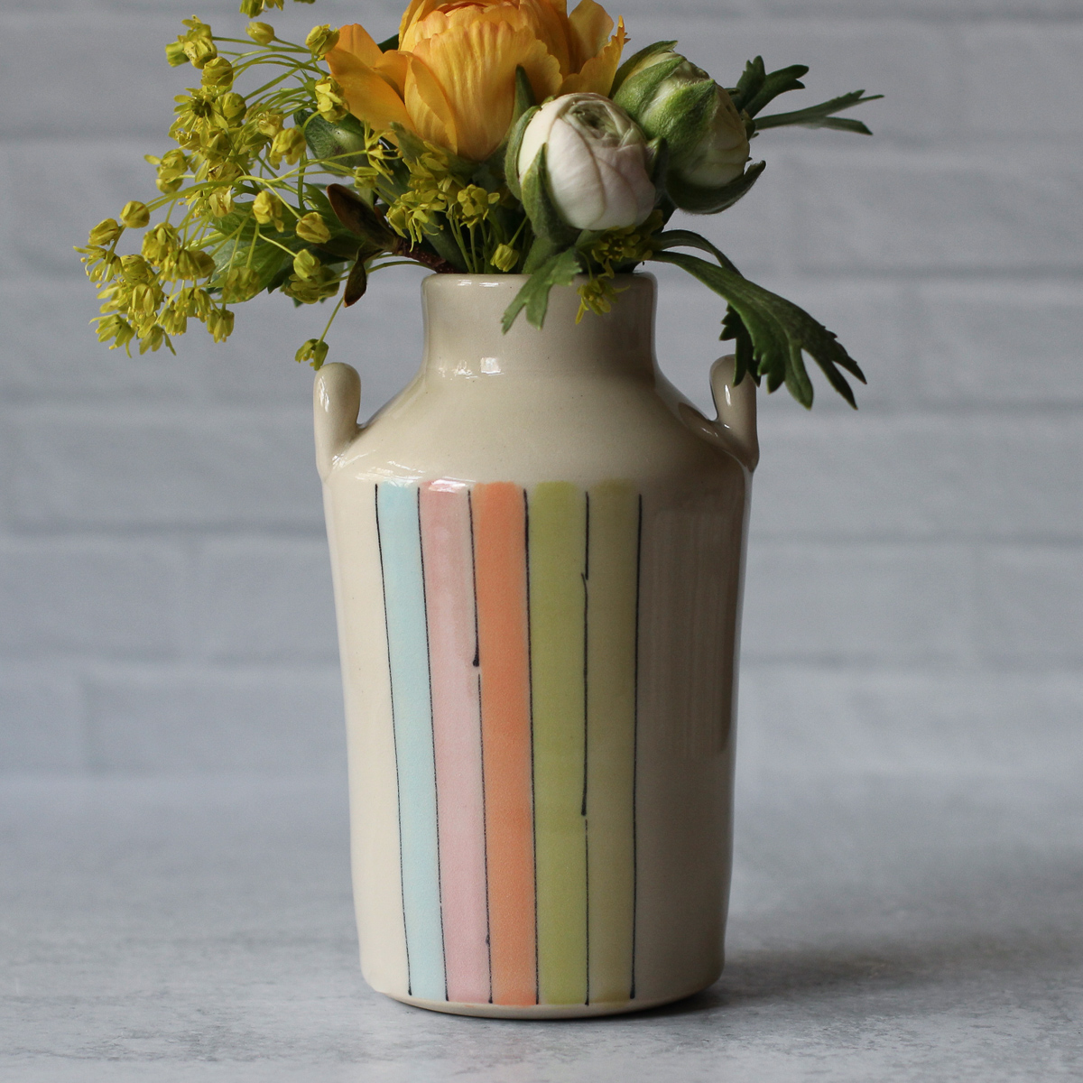 Bottle Vase – Neon Stripe – Abby Berkson Ceramics