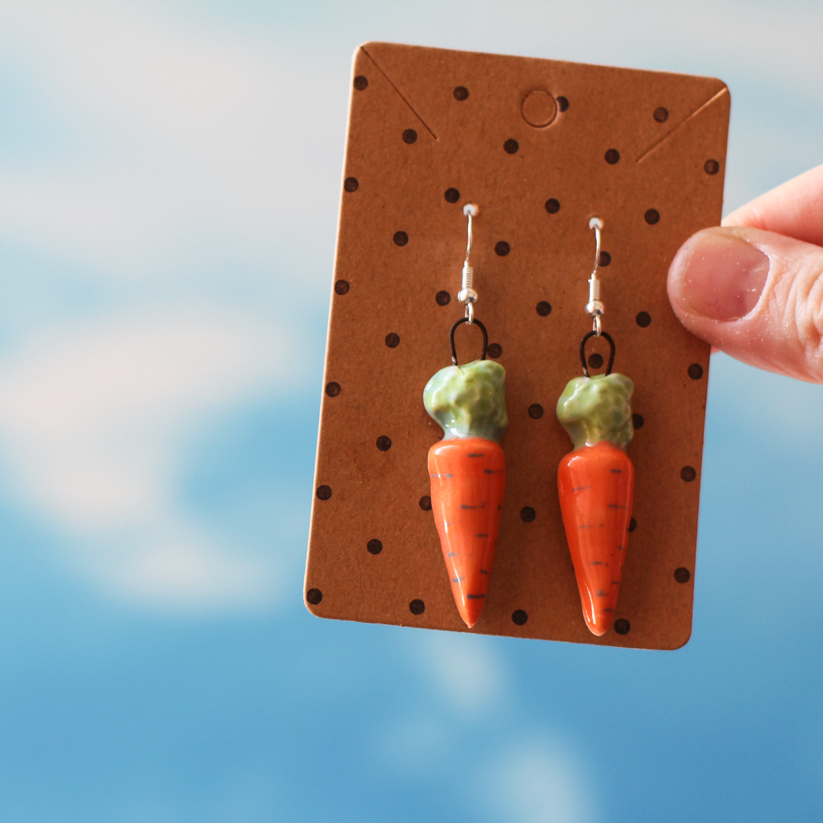 Handmade Ceramic Carrot Earrings - Style 1 - L - Abby Berkson Ceramics
