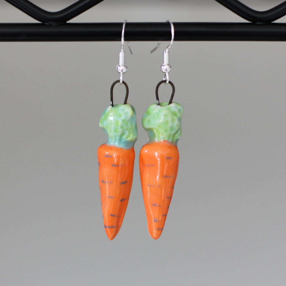 Handmade Ceramic Carrot Earrings - Style 1 - L - Abby Berkson Ceramics
