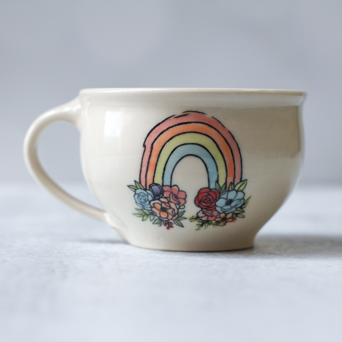 Teacup - Rainbow - approx 10 oz mug - Abby Berkson Ceramics