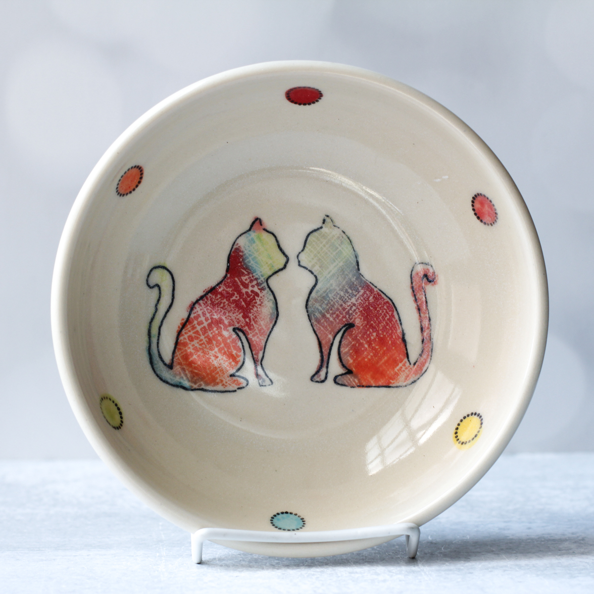 Pasta Bowl - Rainbow Cats - Abby Berkson Ceramics