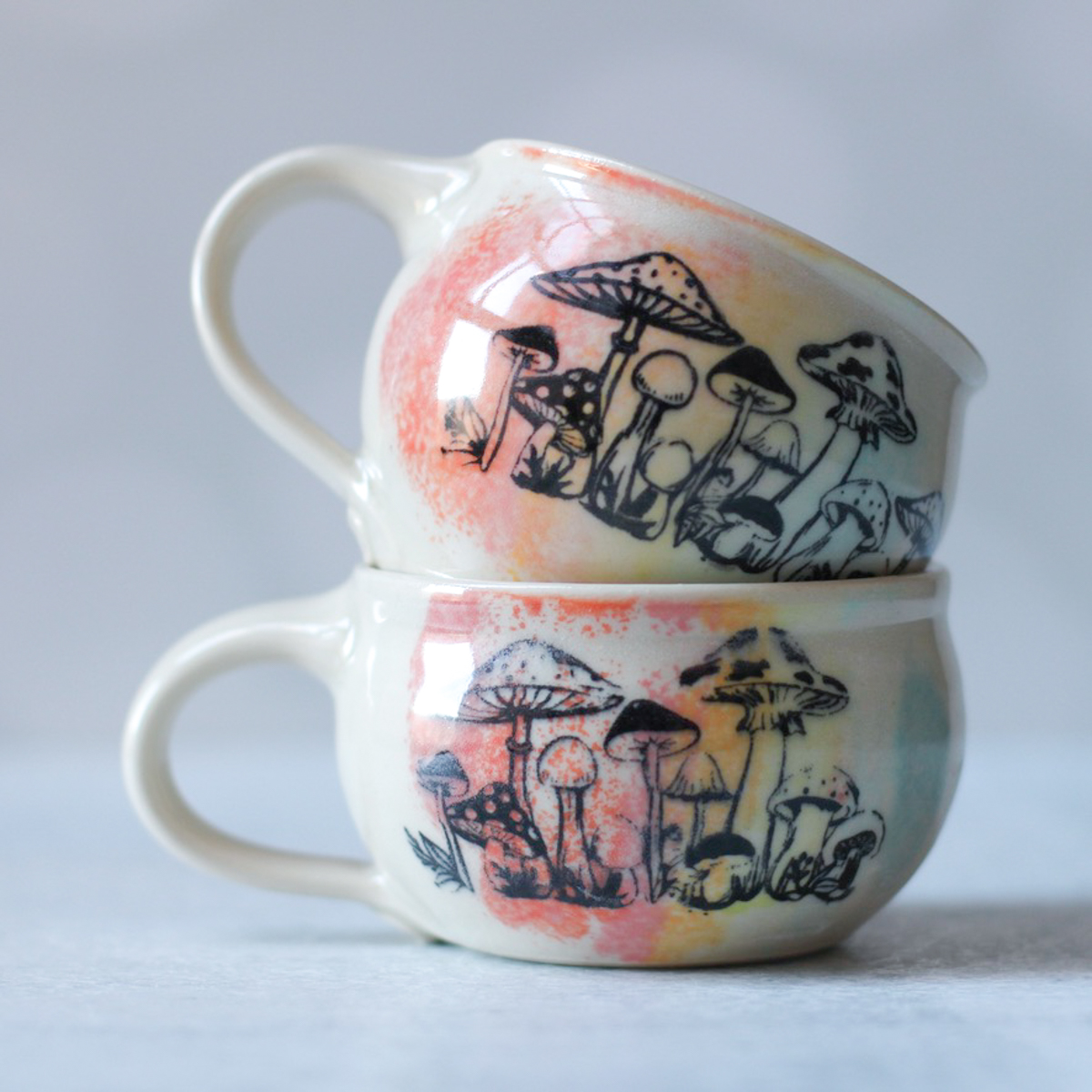Teacup - Mushrooms - approx 9 oz mug - Abby Berkson Ceramics